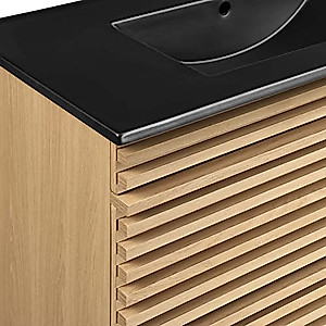 Modway Render 36" Wall-Mount Bathroom Vanity in Oak Black