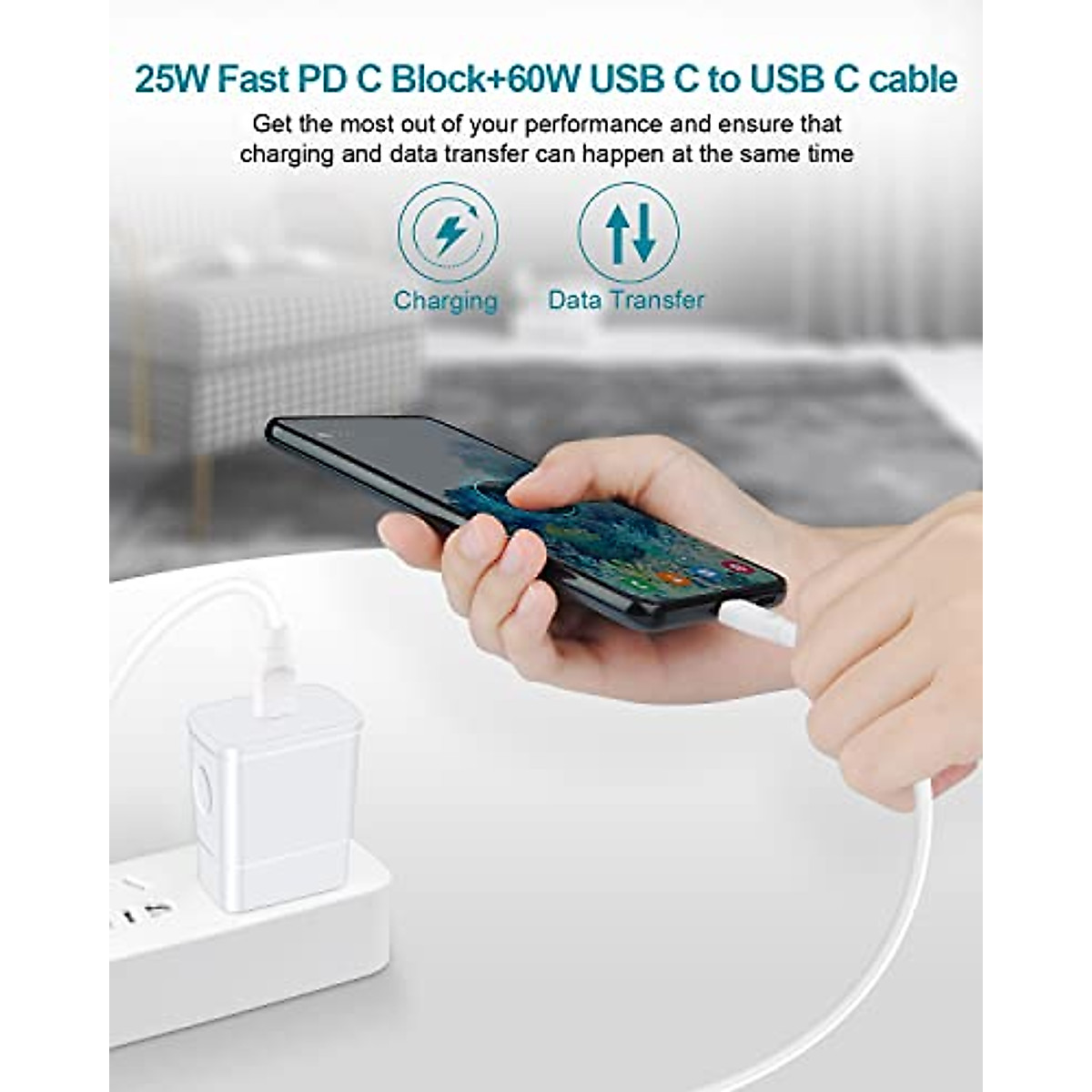 25W USB C Charger Super Fast Charging for Samsung Galaxy A04S A03S A02S Z Flip 4 Z Fold 3 A14 A13 A12 A53 S10 S20 S21 S22 S23 Ultra Google Pixel 7 6 Pro 6a, Android Phone Charger Type C Block Cable