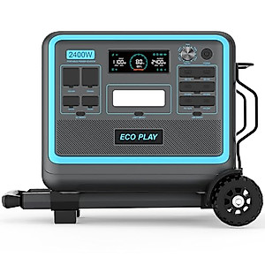 2400W Portable Power Station, 2048Wh LiFePO4 Battery Backup, 1.8H Fast Charging,16 Outputs, Variable Input Power, 4000+ Cycle Life, LED Light, Outdoor Generator for Camping, RV, Home, Emergency