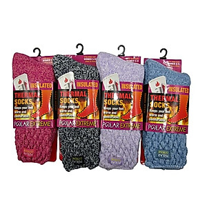 Polar Extreme Thermal Extra Heavy Acrylic Winter Marled Knit Top Socks Matching 2-Pack Random