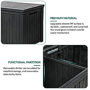 YITAHOME 180 Gallon Large Outdoor Storage XL Deck Box w/Divider for Patio Furniture,Outdoor Cushions, Garden Tools, Sports Equipment and Pool Supplies, Waterproof, Resin, Lockable, Black