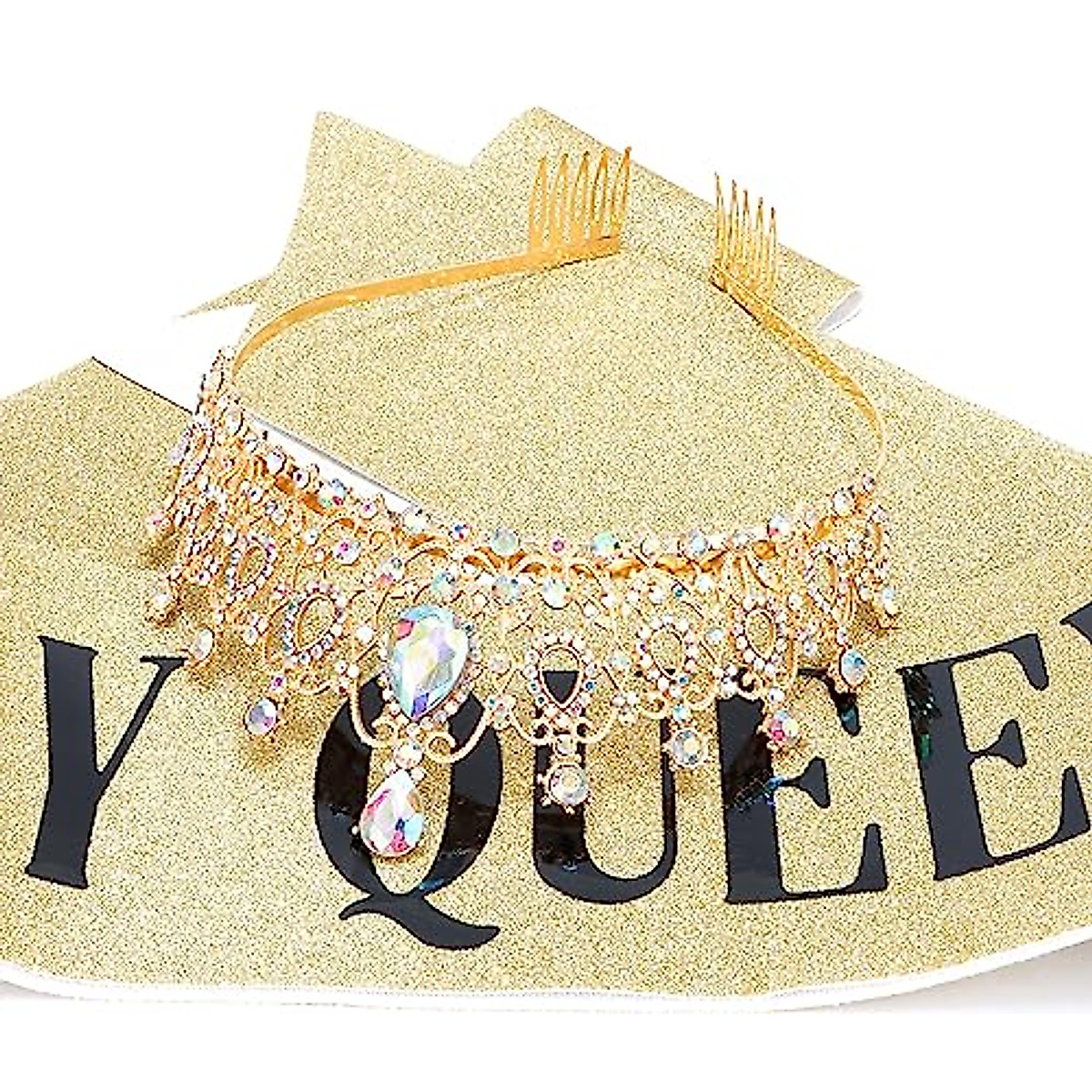 Tiaras for Women KICOSY Birthday Crown for Women Birthday Tiara for Girls Birthday Queen Tiara and Sash Set Rhinestone Crown Birthday Queen Sash Birthday Gifts Birthday Decorations for Women