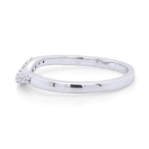 Jewel Zone US Round Cut White Natural Diamond Accent Curved Wedding Band Ring 14k White Gold Over Sterling Silver Stackable Band Rings for Women (0.06 Cttw) Ring Size-5