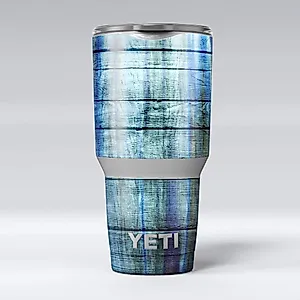 Design Skinz Blue and Green Tye-Dyed Wood - Skin Decal Vinyl Wrap Kit Compatible with The Yeti Rambler Cooler Tumbler Cups