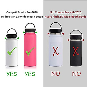 Wongeto Paracord Handle with Shoulder Strap Compatible with Hydro Flask Wide Mouth Water Bottles 12oz - 64 oz，Water Bottle Strap for Walking Biking Hiking Camping(Black 1)