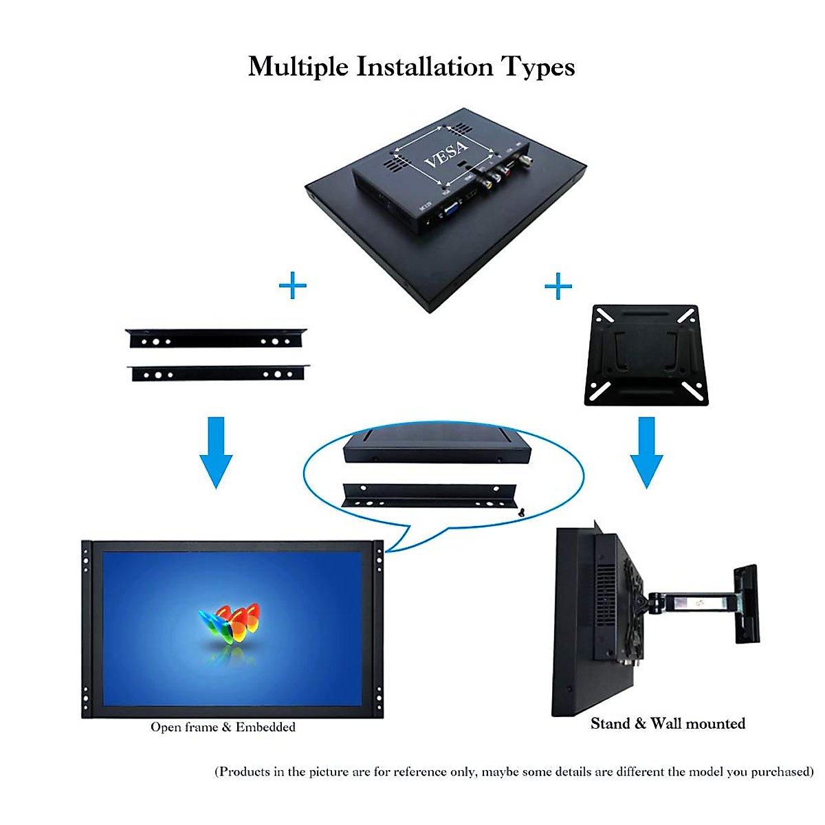 iChawk 17.3'' inch Monitor 1920x1080 16:9 Widescreen HDMI-in VGA USB Built-in Speaker Embedded Open Frame Wall-Mounted Driver Free Multi-Point Capacitive Touch LCD Screen Monitor K173MT-59C