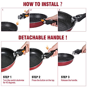 Midyb Kitchen Nonstick Frying Pan, Removable Handle Cookware Set, 10.2" and 11.6" Aluminum Non Stick Skillet for Home, Dishwasher & Oven Safe, PFOA Free