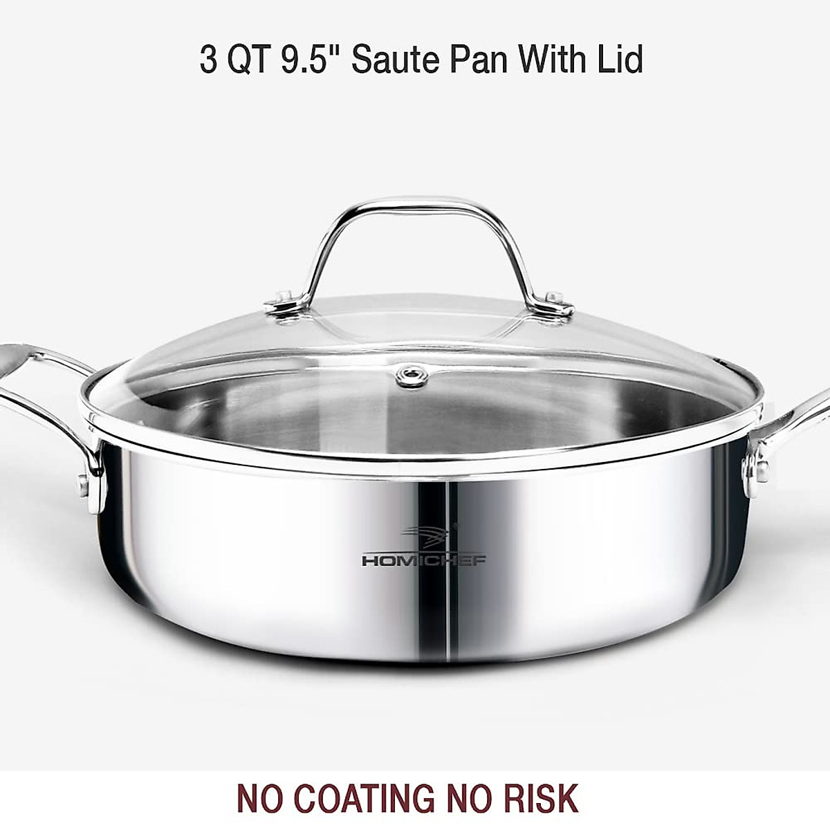 HOMICHEF 14-Piece Nickel Free Stainless Steel Cookware Set Whole-Clad 3-Ply - Mirror Polished Pots And Pans Set - Healthy Cookware Set With Steamer - Non-Toxic Induction Cookware Sets