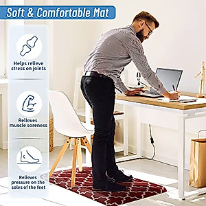 4/5 Inch Thick Kitchen Rugs, Kitchen Mat, Anti Fatigue Floor Mat, Waterproof Mats & Rugs, Heavy Duty PVC Ergonomic Comfort Standing Foam for Kitchen, Home, Office, Sink, Garage, 17.3"x28", Red