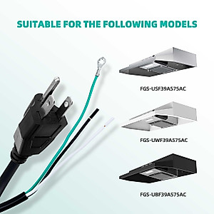 FIREGAS FGS-TF39-DYX Power Cord Kit and Range Hood Power Cable for FGS-UBF39A575AC, FGS-UWF39A575AC, FGS-USF39A575AC Range Hood power wire