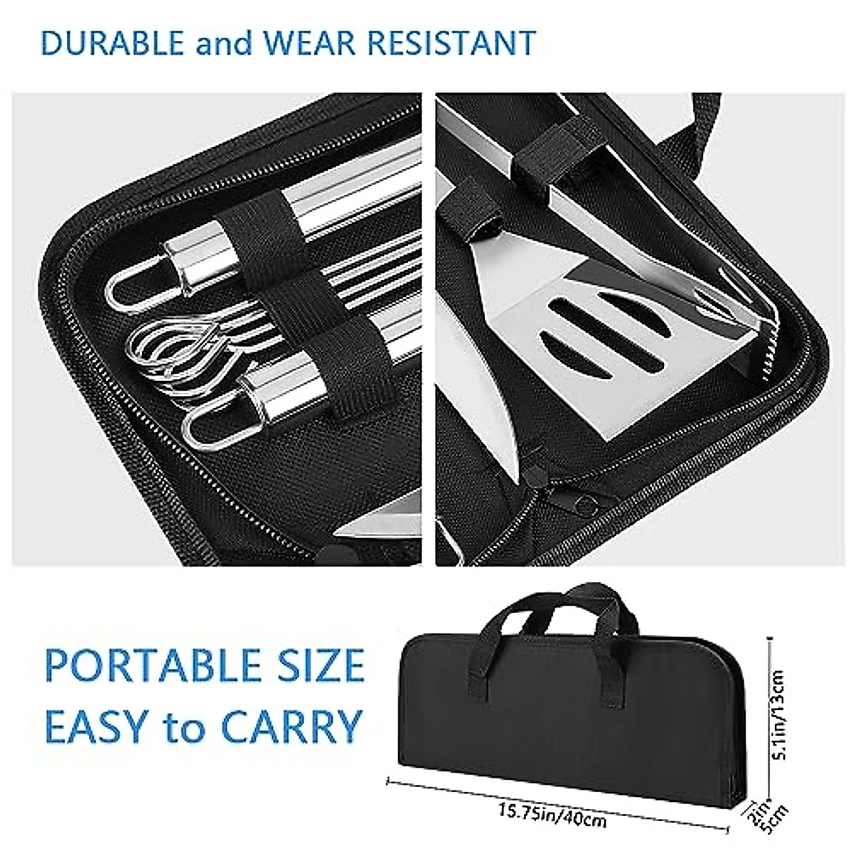 Piduules 9pcs BBQ Grill Accessories Set, Multifunctional Stainless Steel Barbecue Tools Set in Case for Outdoor Picnic, Camping, Smoking, Grilling