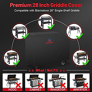 Comnova Griddle Cover for Blackstone Griddle 28 Inch - 600D Flat Top Griddle Cover for Blackstone 28" Single Shelf Griddle Heavy Duty Waterproof, Outdoor Cover for Blackstone 1517, Tailgater and More