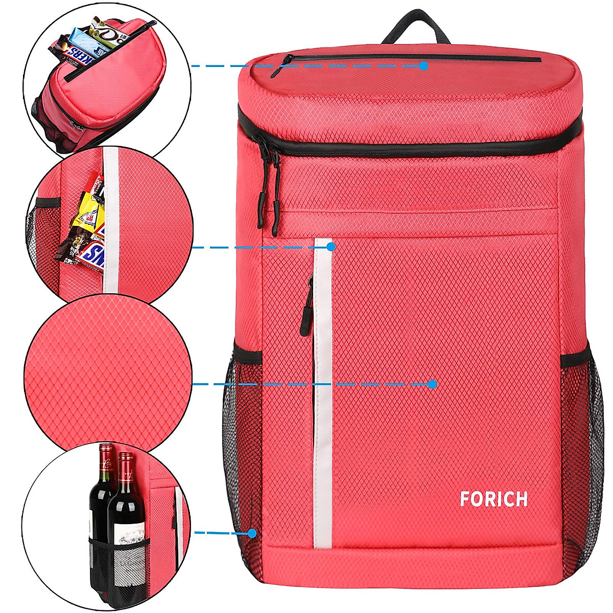 FORICH Soft Cooler Backpack Insulated Waterproof Backpack Cooler Bag Leak Proof Portable Small Cooler Backpacks to Work Lunch Travel Beach Camping Hiking Picnic Fishing Beer for Men Women