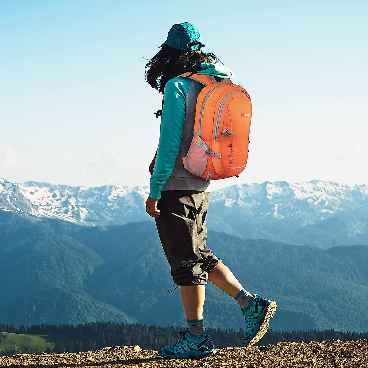 ZOMAKE Packable Hiking Backpack Water Resistant,40L Lightweight Daypack Foldable Backpack for Travel (Orange)