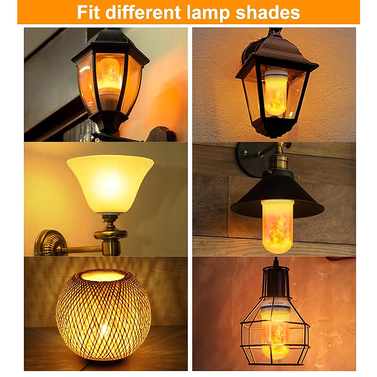 CPPSLEE LED Flame Light Bulbs, 4 Modes Fire Light Bulbs, E26 Base Flame Bulb, Holiday Decorations Outdoor Indoor Home, Lights Bulbs (Yellow, 4 Pack)