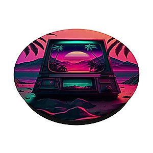 Vaporwave CRT TV Synthwave Aesthetic Retro 80s PopSockets Swappable PopGrip
