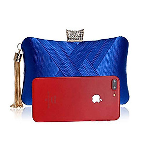 KALAIEN Women's Evening Bags Clutch Purse Bridal Party Handbags for Wedding Prom Night out Party (Royal Blue)