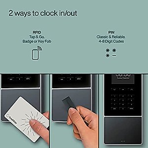 TimeMoto TM–616 Employee Time Clock With RFID and PIN Punching, Office Time Card Machine For Up to 200 Users, Clocking, Scheduling, Timesheets, Reports, Wi-Fi, App for iOS/Android, 3-Year Warranty