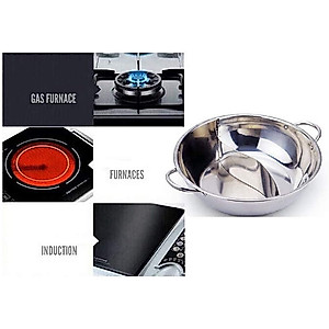 Shabu Shabu Hot Pot. 304 Premium Stainless Steel Hot Plate Cookware Set Ramen Cooker, Hot Pot Soup Base Korean BBQ Multi Cooker Stainless Steel Pot Set, 11"(28cm) Pot with Divider