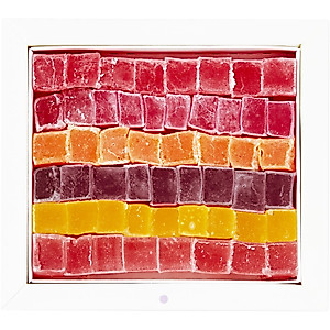 Cerez Pazari Turkish Delight Candy With Assorted Flavors, Gourmet Medium Size Snacks Gift Box, Sweet Luxury Traditional Confectionery Loukoumi, Vegan Lokum, Approx. No Nuts, 42 Pcs, 16 oz.