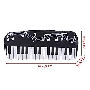 FEIlei Pencil Case, Music Notes Piano Keyboard Pencil Case Large Capacity Pen Bags Stationery Office -Black