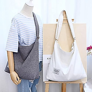Women's Canvas Crossbody Hobo Bag Large Tote Shoulder Beach Bag with Zipper Casual Work Travel Bags Cotton Shopping Bag (Blue)