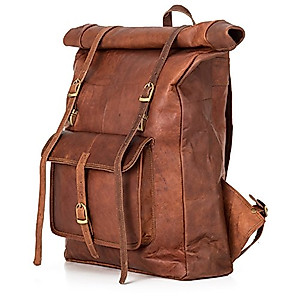 BERLINER BAGS Vintage Leather Backpack Leeds, Large Waterproof Bookbag for Men and Women - Brown (Brown XL)