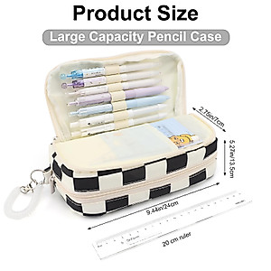 MOSA BEAR Pencil Case Large Capacity Pencil Pouch with Zipper Portable Office Stationery Makeup Bag, Aesthetic Big Capacity Pen Bag for Teen Girls, Women(Black)