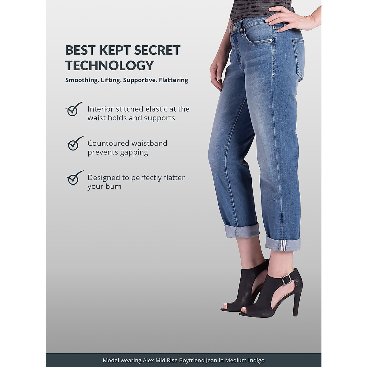 JAG Jeans Women's Patched Alex Boyfriend in White Denim, 12xREG