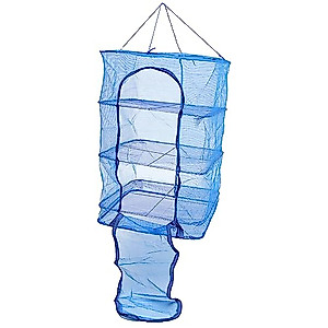 Toddmomy Fish Drying Net, 4 Layers Hanging Drying Fish Net Hanging Mesh Dryer Foldable Drying Net with Zippers Laundry Rack Net for Shrimp Fish Fruit Vegetables Herb