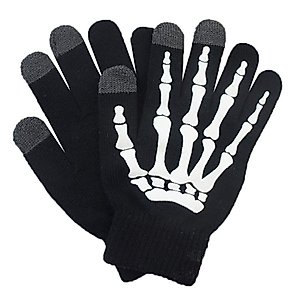 Glovion Skeleton Gloves Winter Gloves for Women Touch Screen Gloves Unisex Skull Full Finger Gloves for Christmas Party Costume Adult Skeleton Hand Gloves