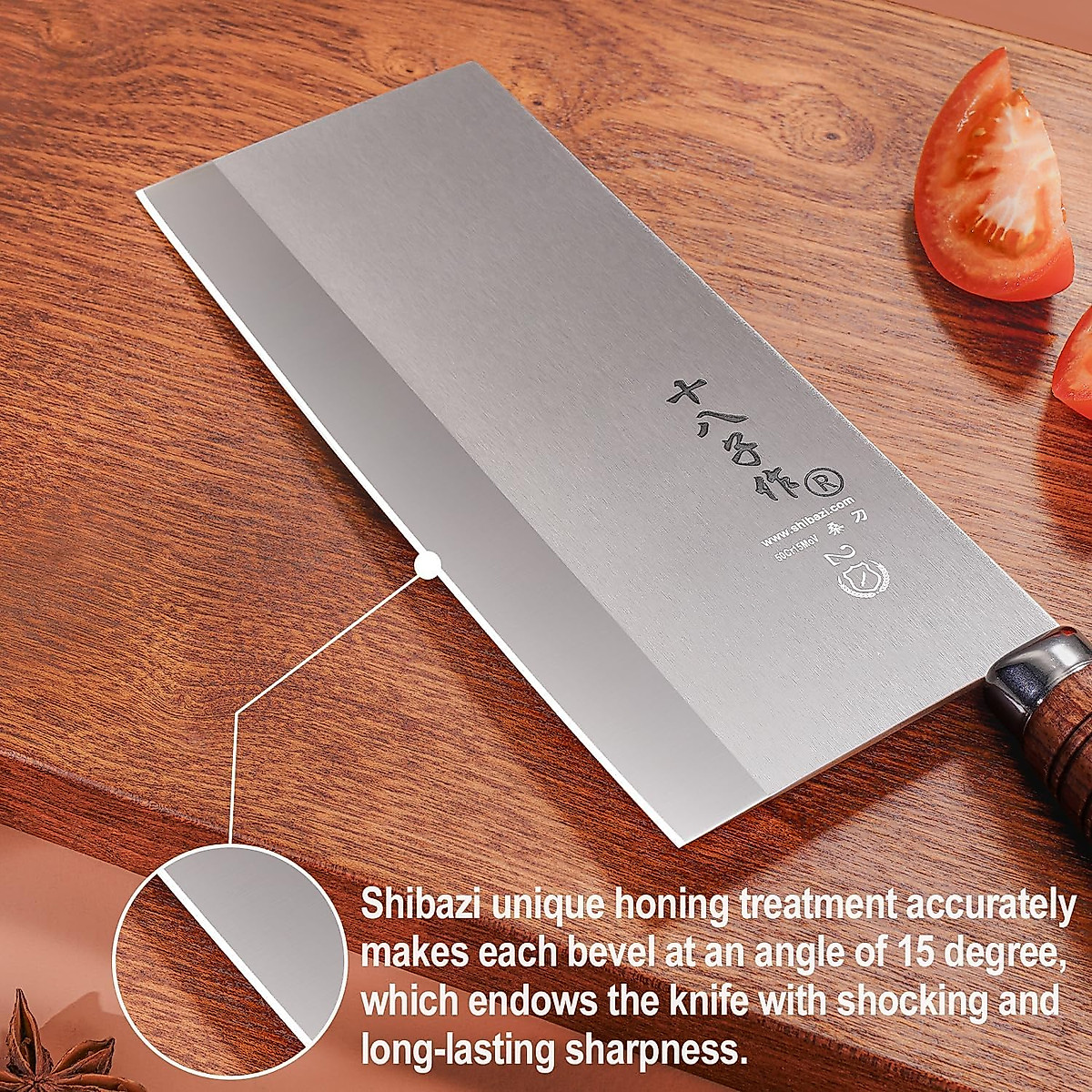 SHI BA ZI ZUO 8 Inch Forged Professional Chef Cleaver Vegetable Knife High Carbon Steel with Sturdy Rosewood Handle for Daily Basis