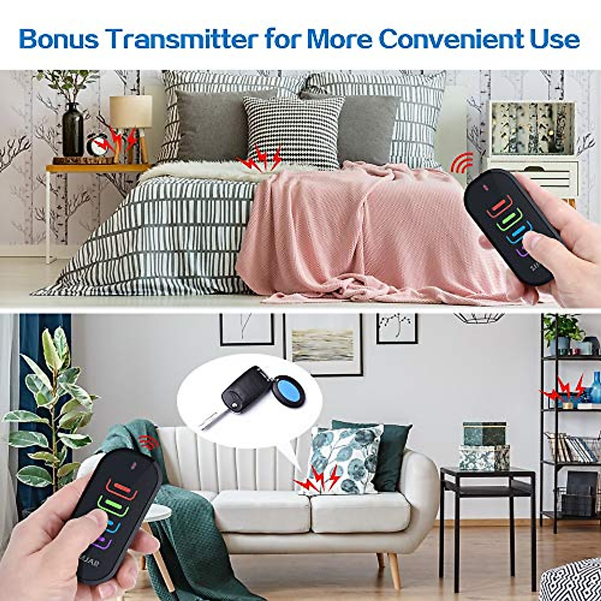 Key Finder with an Extra Transmitter & Up to 131ft Working Range in Open Space, Wireless Remote Control RF Key Finder Locator for Keys Wallet Phone Glasses Luggage Pet Tracker