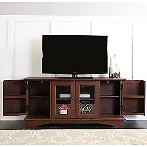 Walker Edison Traditional Wood Universal TV Stand with Storage Cabinets for TV's up to 65" Living Room Entertainment Center, 44 Inch, Traditional Brown
