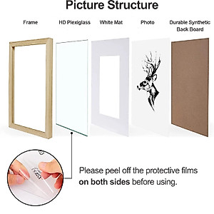 Yaetm 16x20 Picture Frame Matted to 11x14 Set of 2, Natural Solid Oak Wood Frame 16x20 for Photos, Posters & Art Prints, Horizontal and Vertical Wall Mount (2 pack, Oak)