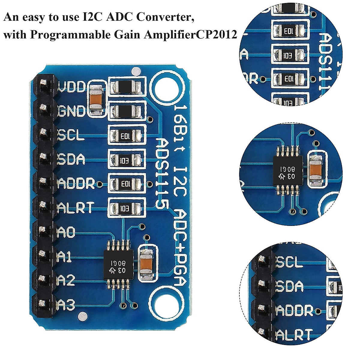 Weewooday 6 Pieces ADS1115 Analog-to-Digital Converter 16 Bit ADC 4 Channel Module Converter with Programmable Gain Amplifier ADC Converter Development Compatible with Arduino/Raspberry Pi