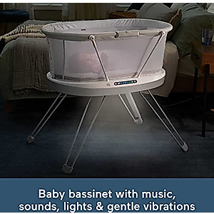 Fisher-Price Baby Bedside Sleeper Luminate Bassinet with Sound Detection Plus Customizable Lights Music and Sounds
