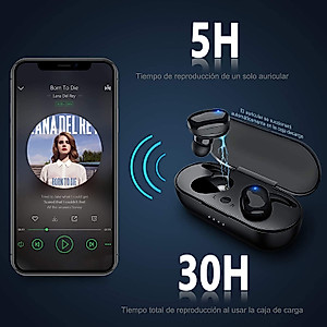 Wireless Earbuds,Bluetooth Headphones,Earbuds,Ear Hook Built-in Noise-canceling Microphone Headphones,30-Hour Playback Sports Headphones,Immersive Deep Bass Air Buds,for Android/iPhone/Samsung