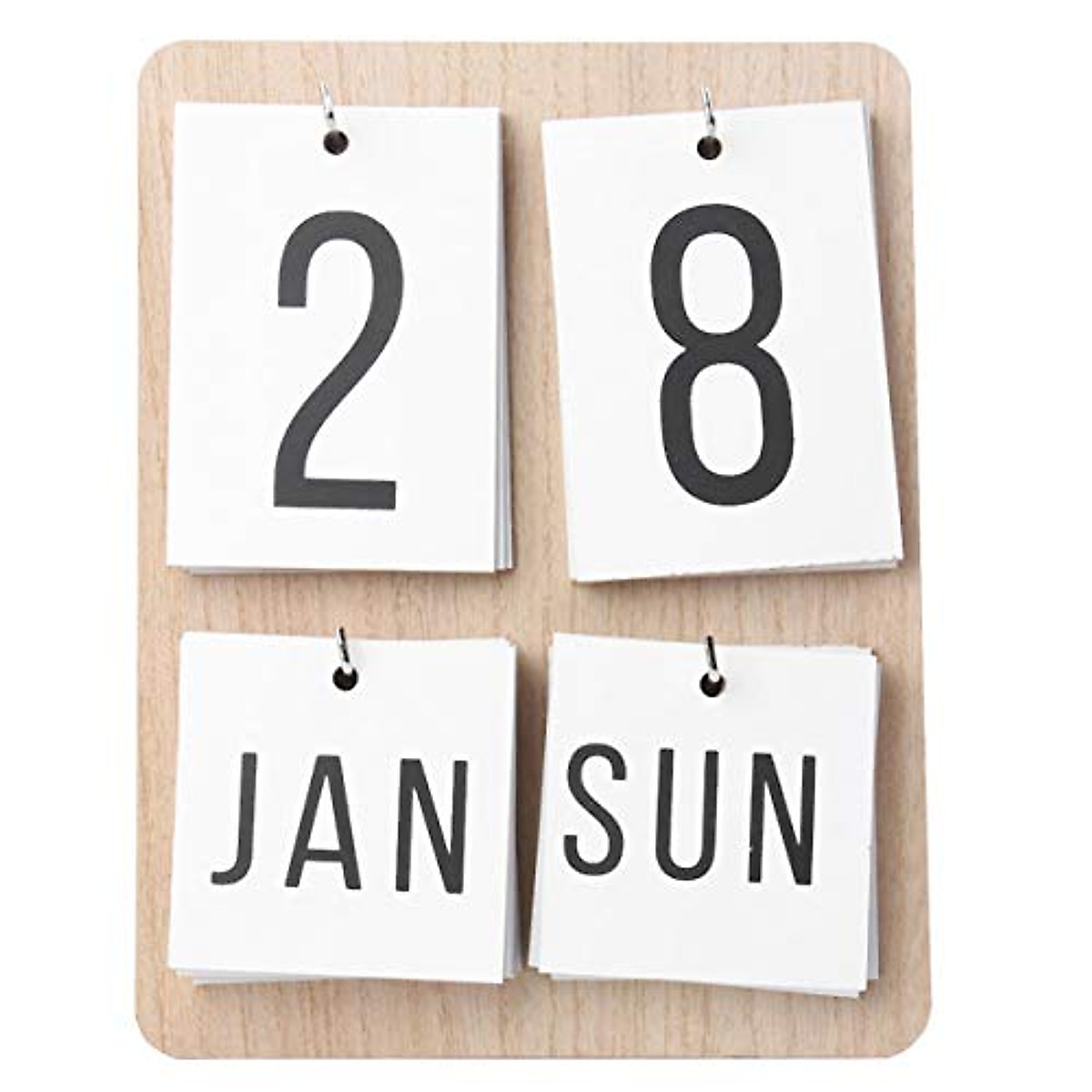 Garneck Wooden Desktop Calendar Wall Hanging Calendar Manual Perpetual Calendar Planner Schedule Year Calendar for Desk Top Office Home Decoration (White)