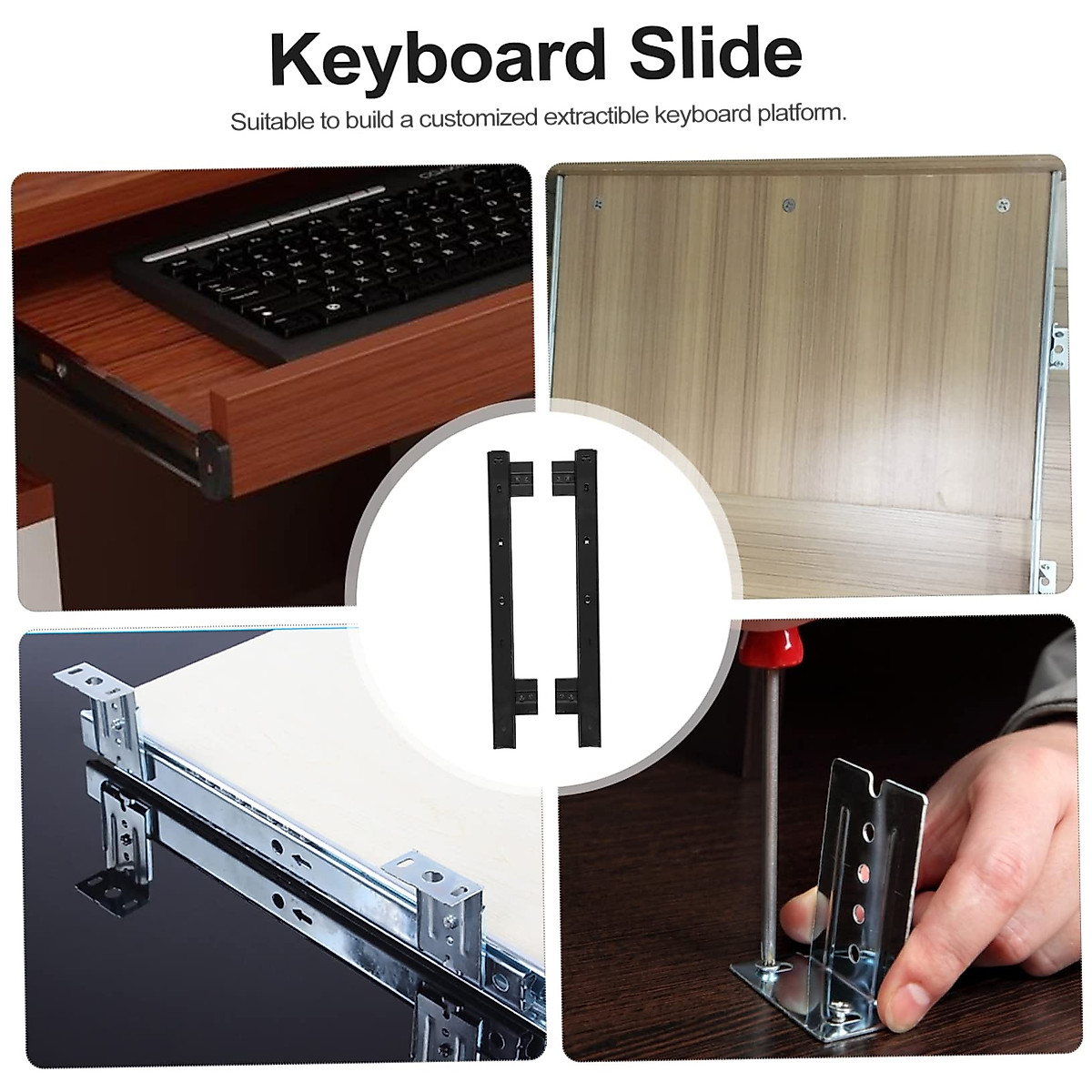 Operitacx 1 Pair Keyboard Rails Computer Slider Track Rail Keyboard Tray Rails Heavy Duty Drawer Slides Keyboard Slides Desktop Stand Keyboard Stand Slider Guide Office Stainless Steel