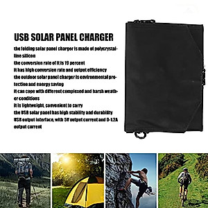 Jeanoko Folding Solar Panel Charger, Environmental Protection Polycrystalline Silicon Solar Panel Charger Energy Saving USB Port for Hiking
