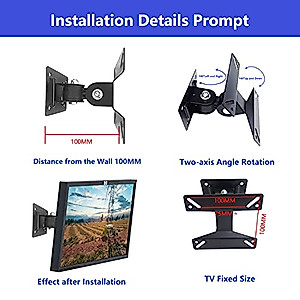 GallenJM Motion TV Monitor Wall Mount Bracket, Swivel and Tilt TV Mounts for 14"-24" Flat TVs , Monitors with VESA 100x100 mm and 75x75mm up to 35lbs