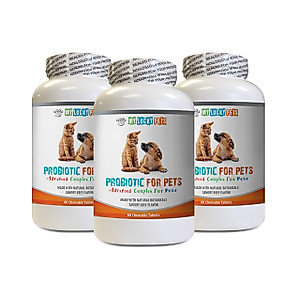 MY LUCKY PETS LLC cat probiotic for Diarrhea - PET PROBIOTIC - Dogs and Cats - Digestive Boost - GET RID of Bad Breath and Stop Diarrhea - cat Digestive - 3 Bottles (180 Treats)