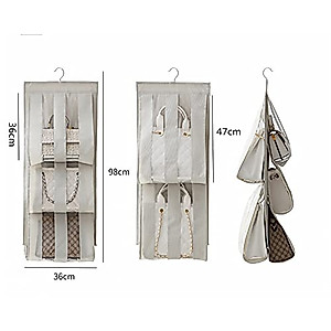 LCXEGO 5 Pockets Foldable Hanging Bag,Hanging Purse Handbag Organizer,Space-Saving Storage Bag System,Suitable for Living Room Bedroom Family use (Black)