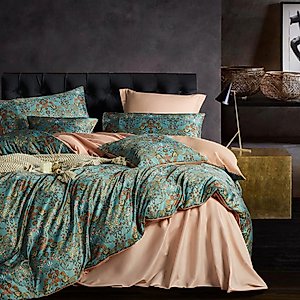OranFran Vintage Style Duvet Cover Set,5 PCS Boho Comforter Cover Set,Paisley Floral Bedding Set,Green Floral Duvet Cover,Queen Duvet Cover,Soft Reversible Design(Autumn,Queen)