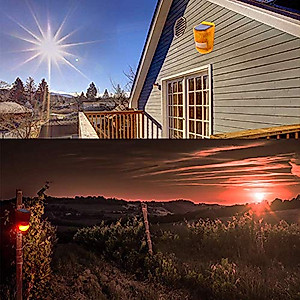 Aolyty Solar Motion Sound Alarm LED Strobe Warning Red Light Security Outdoor Keep Animal Away for Home Warehouse Farm (Yellow Lampshade)