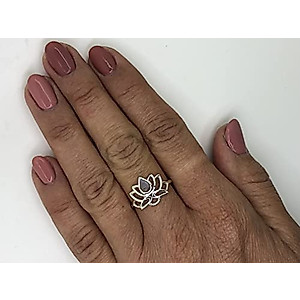 Koral Jewelry Cut Pear Moonstone Lotus Ring 925 Sterling Silver Ethnic Vintage Tribal Gipsy Boho Look (9)