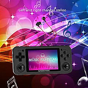RG351P Handheld Game Console,Plug & Play Video Games Supports TF Extend 256GB , Portable Game Console 3.5 Inch IPS Screen Double 3D Rocker Supports 3.5mm Sound Headphones (Black)