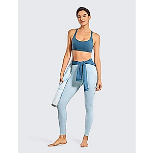 CRZ YOGA Strappy Sports Bras for Women - Criss Cross Back Wireless Padded Yoga Workout Cami Top Petrol Blue Small