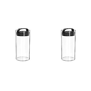 Prepara Evak Fresh Saver, Medium-Tall Airless Canister with Black handle, 2.3 Quart, Clear (Pack of 2)